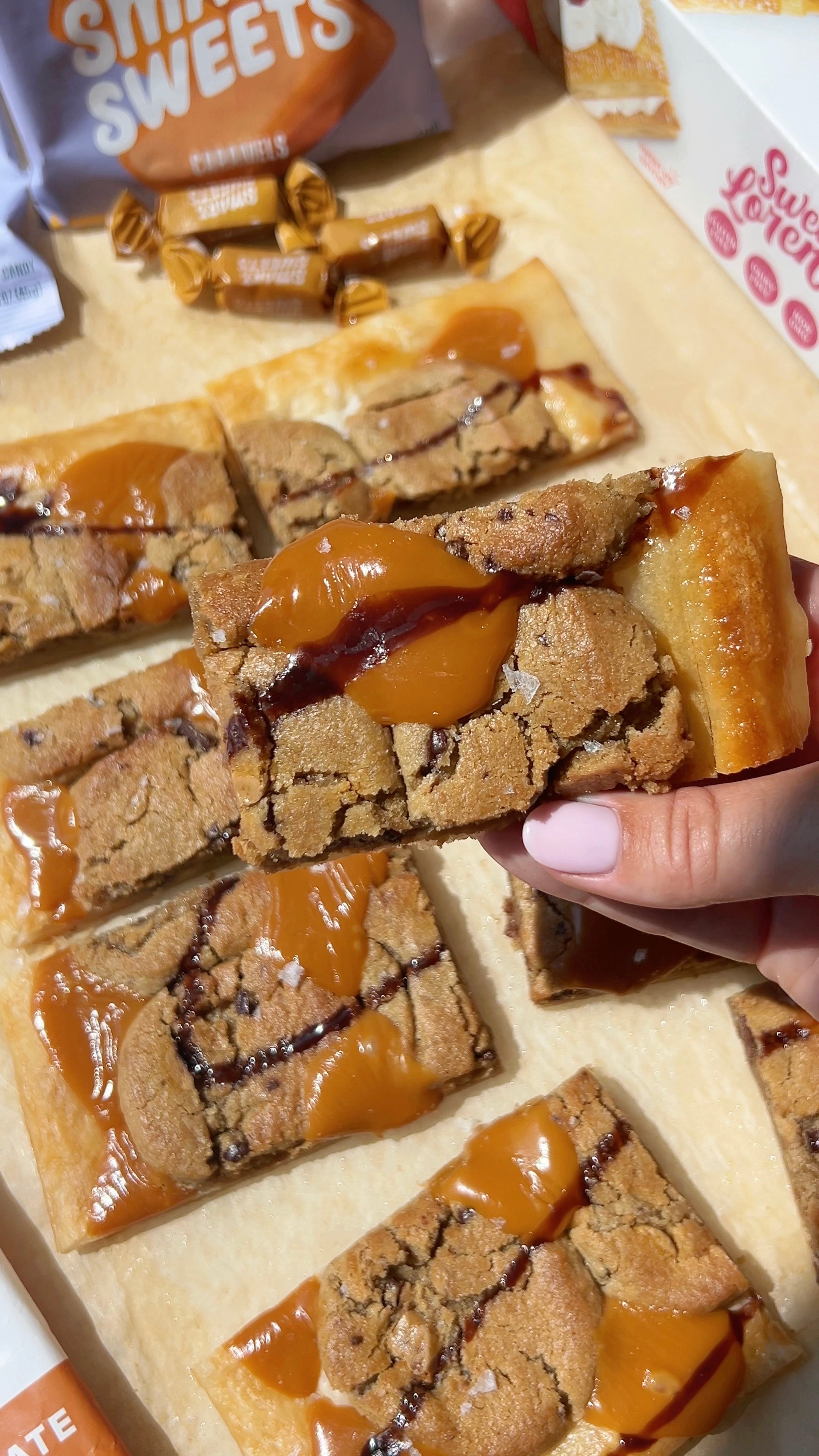 Salted Caramel Puff Pastry Bars | Sweet Loren's